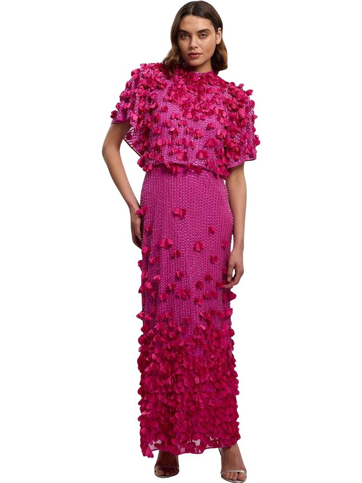 KAREN MILLEN Karen Millen Crystal Applique Angel Sleeve Maxi Dress